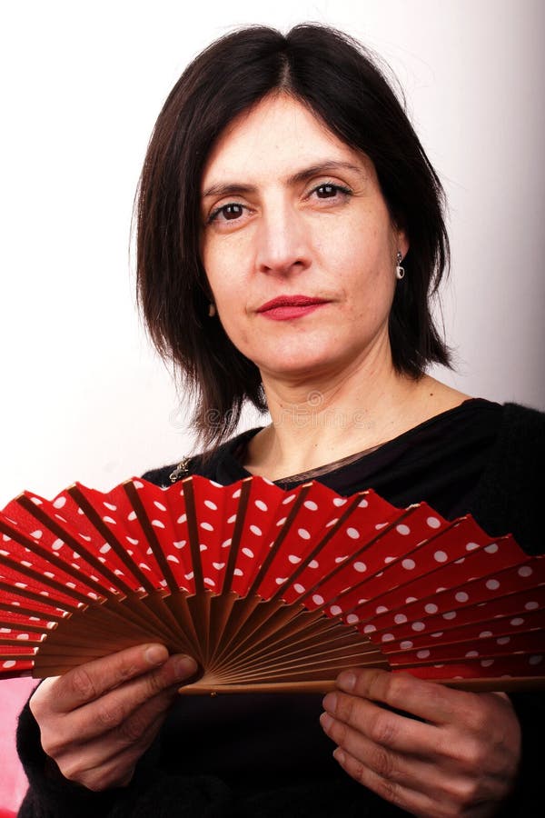 Red fan stock image. Image of traditional, portrait, female - 50657659