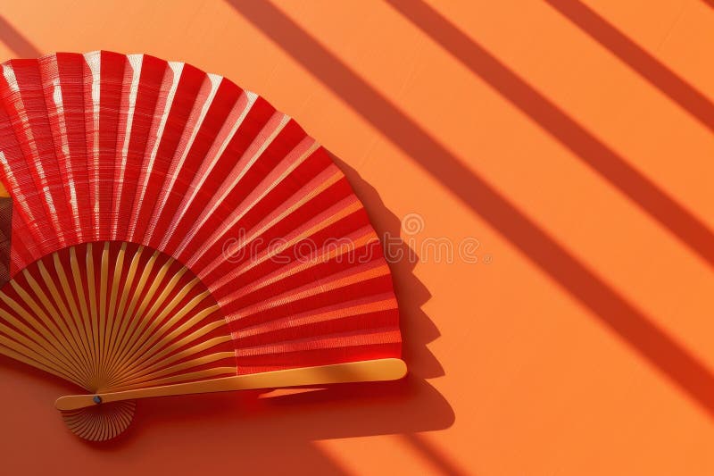 Red Fan is on a Wall with a Yellow Border with Generative AI Stock ...