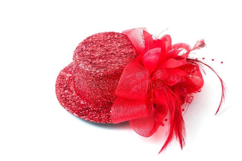 Red Fancy Vintage Hat with Feathers Stock Photo - Image of style ...