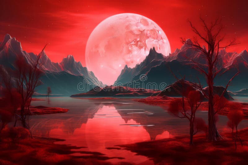 Red Fantasy Landscape. Generate Ai Stock Illustration - Illustration of ...