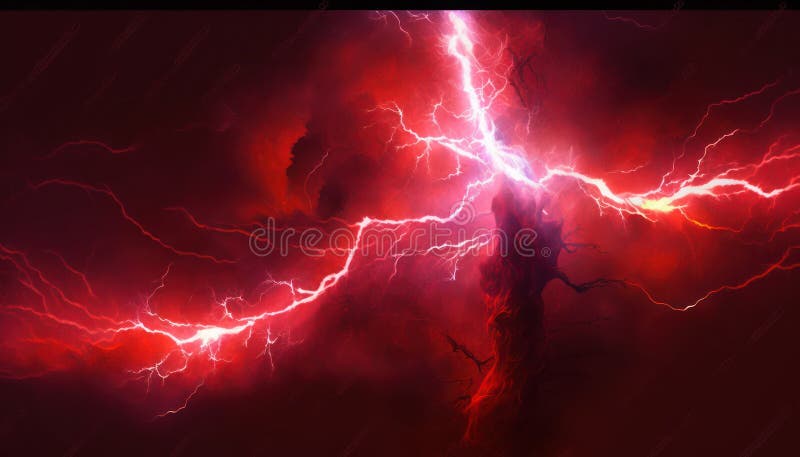 Red Fantasy Lightning Electrical Background Stock Illustration ...