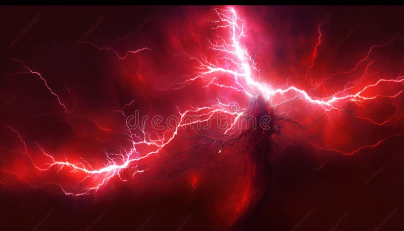 Red Fantasy Lightning Electrical Background Stock Illustration ...