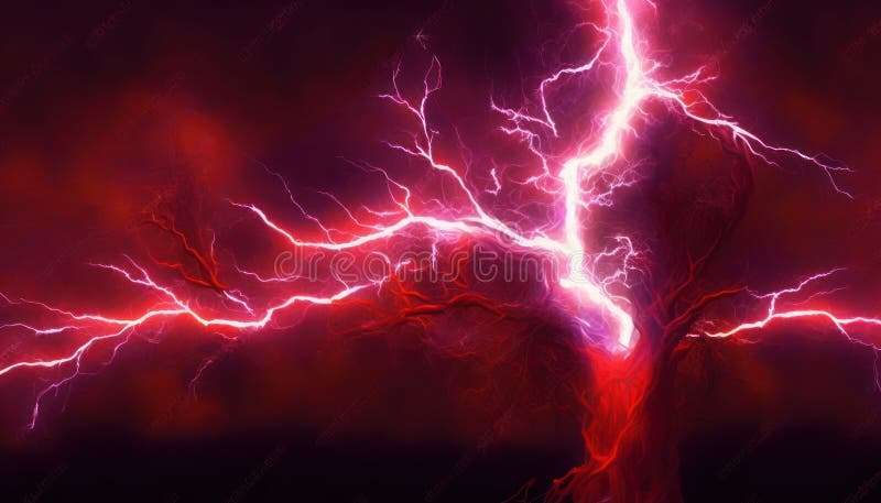 Red Fantasy Lightning Electrical Background Stock Illustration ...