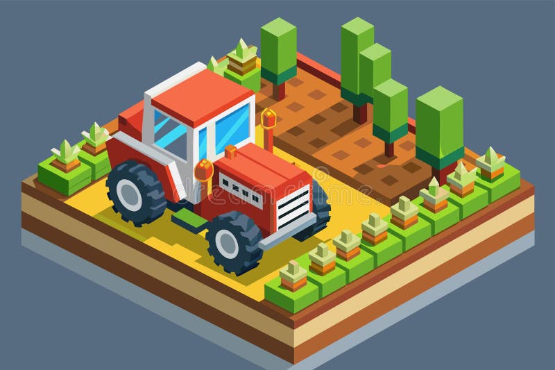 A Red Farm Tractor is Driving through a Patch of Land in this ...