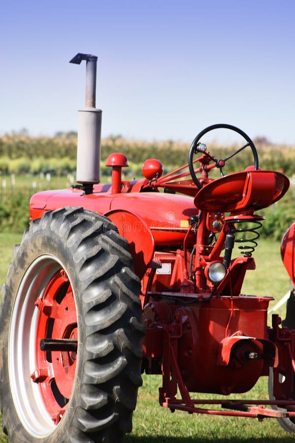 Red Farm Tractor stock image. Image of tire, large, farming - 102285941