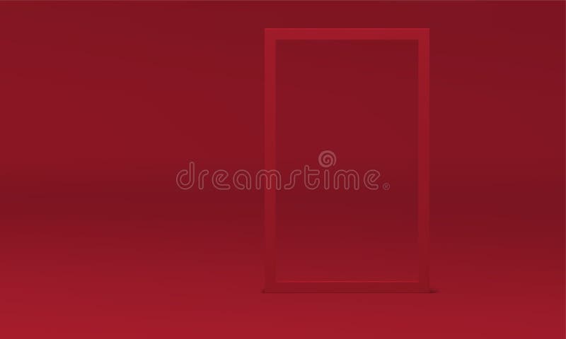 Red Fashion 3d Frame Rectangular Decor Element Geometric Shape at ...