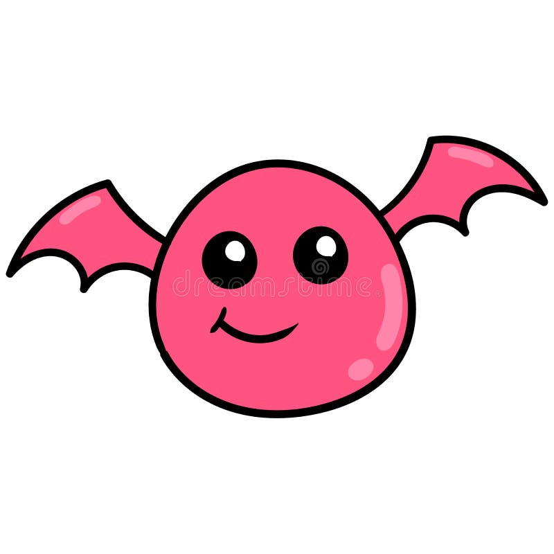 Red Fat Bat. Doodle Icon Drawing Stock Vector - Illustration of mark ...