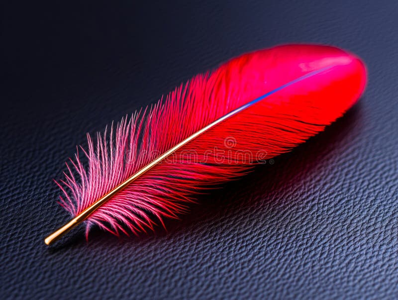 A Red Feather on a Black Surface Stock Image - Image of point, textured ...