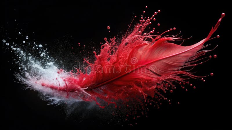 Red Feather Explosion in a Splash of Color. Generative AI Stock ...