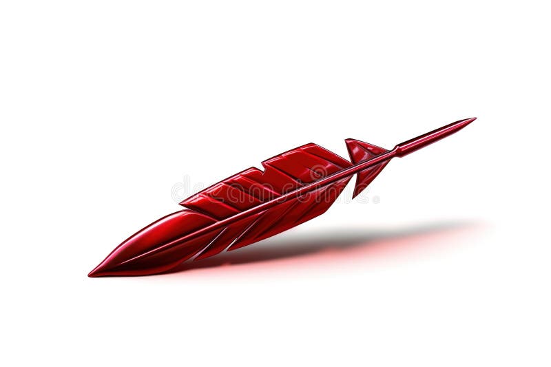 Red Feather Isolated on White. Generated by AI Stock Illustration ...