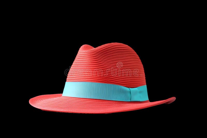 Red Fedora Hat with Blue Band on Transparent Background Stock Image ...