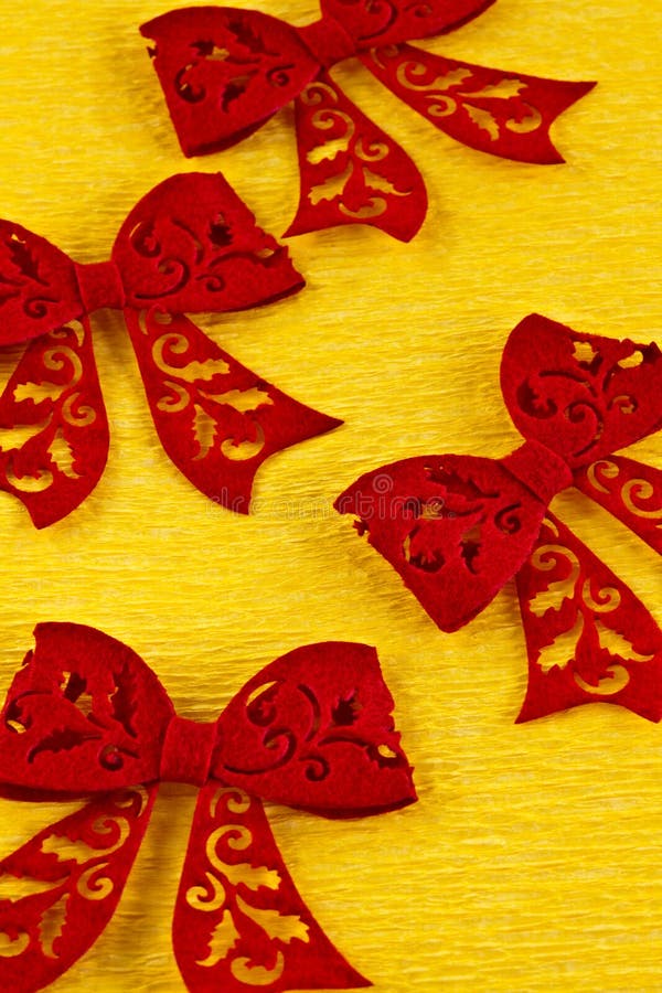 Red felt bows stock image. Image of crafts, bright, colorful - 30365663