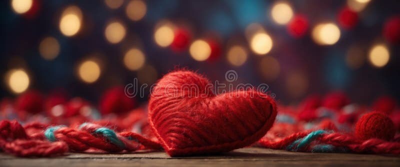 Red Felt Heart, Colorful Garland with Woollen Texture in the Bac. Stock ...