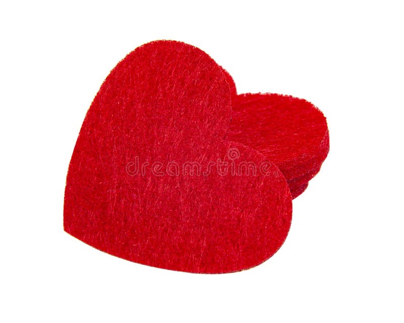 Red Felt Heart Decor Isolated on White Background Stock Photo - Image ...