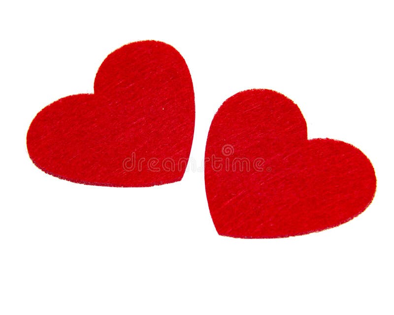 Red Felt Heart Decor Isolated on White Background Stock Photo - Image ...