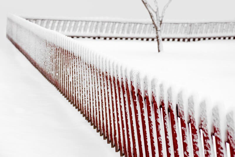 Red fence in winter stock image. Image of fence, wood - 27983719
