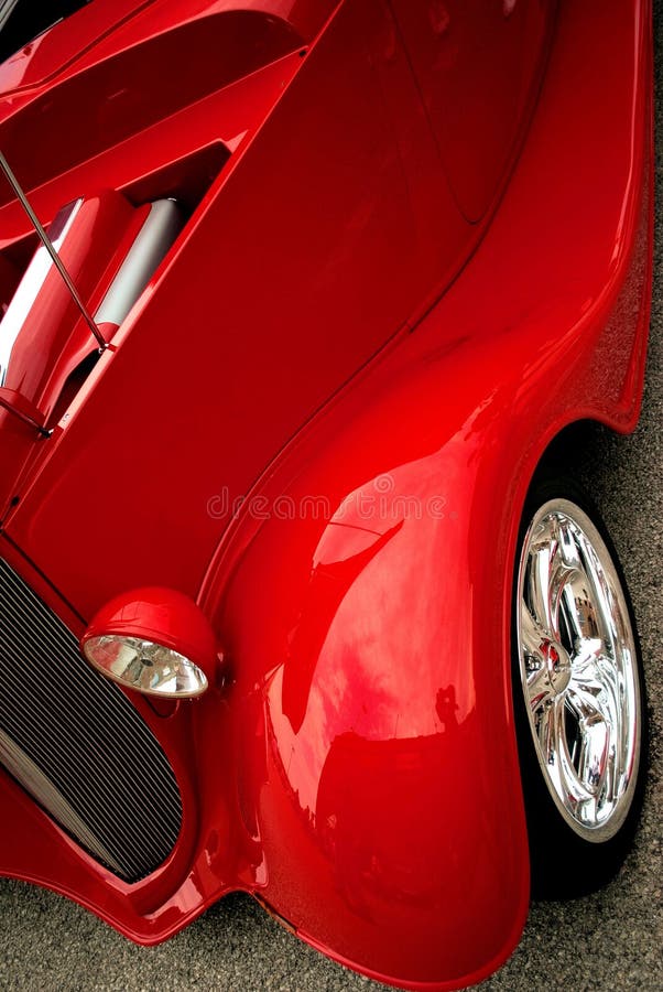 Red fender classic car stock image. Image of street, wheel - 20451713