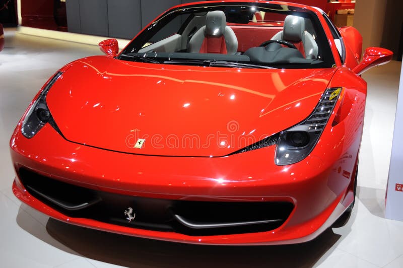 Red Ferrari 458 spider editorial image. Image of drives - 28281905