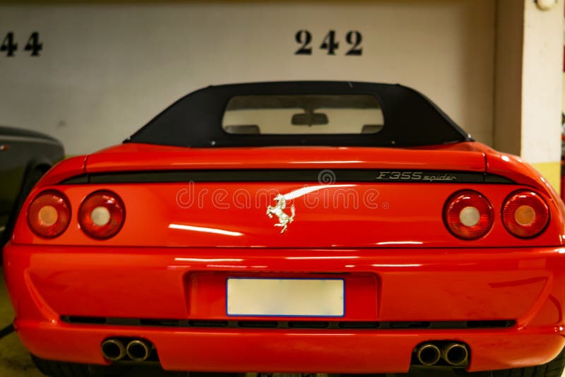 Red Ferrari from behind editorial photo. Image of modern - 215873201