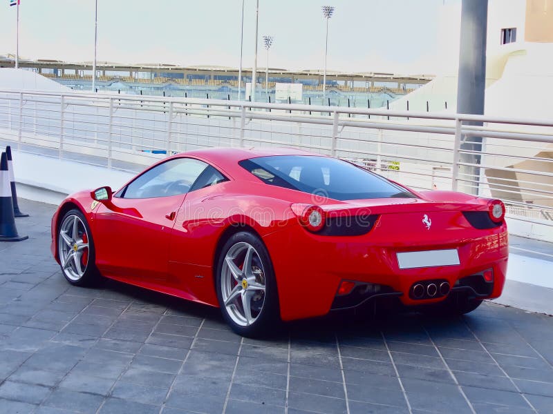 Red Ferrari Car with Sun Rays Reflections Editorial Stock Image - Image ...