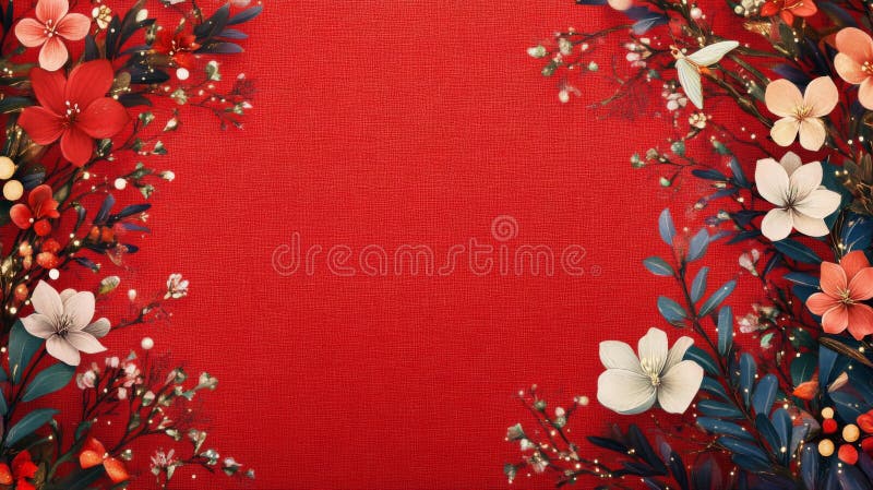 Red Festive Floral Border Background Design Stock Illustration ...