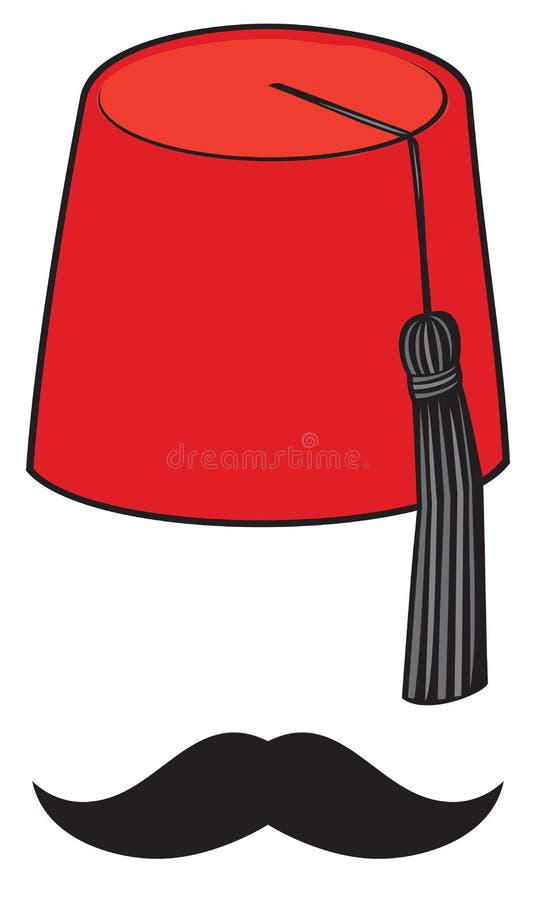 Red fez hat and mustache stock vector. Illustration of persian - 208615960