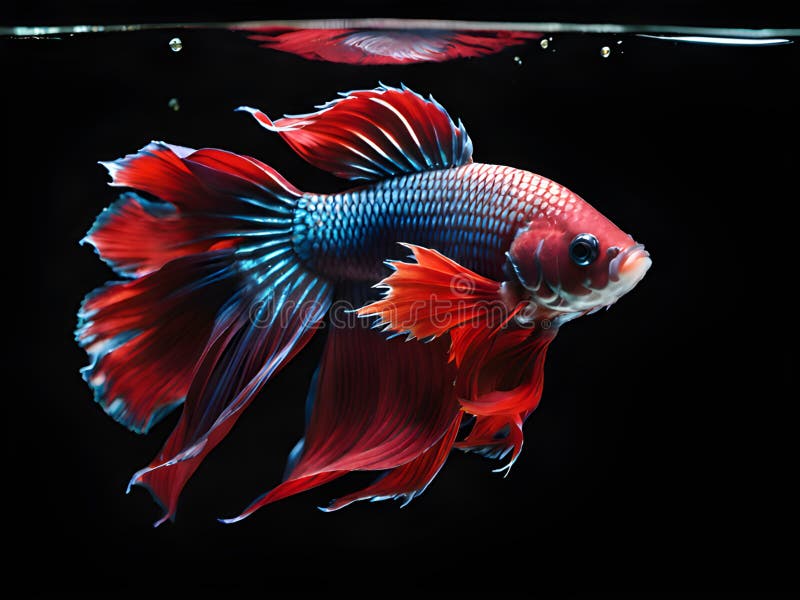 Red Fighting Fish in Aquarium Stock Illustration - Illustration of ...