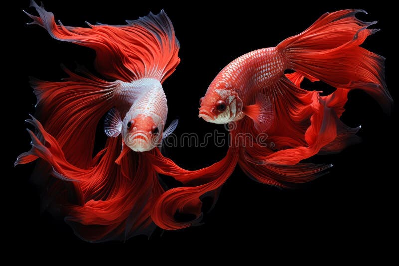 Red Fighting Fishes. Underwater Animals Stock Image - Image of ...