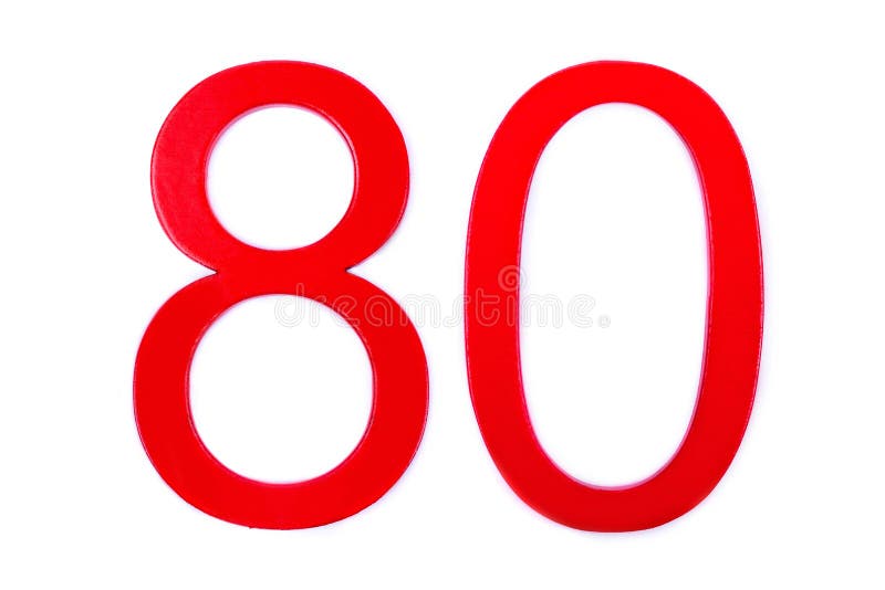 Red Figure Eighty on White Background Stock Illustration - Illustration ...