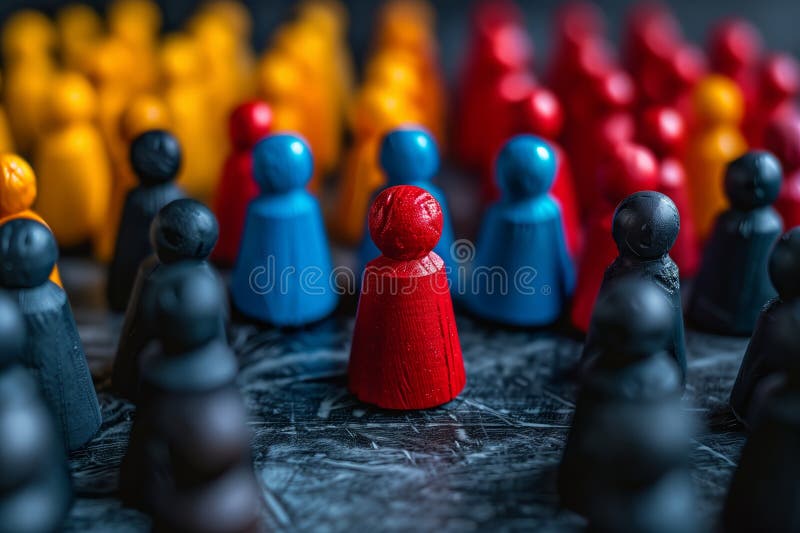Red Figure among Multicolored Game Pieces Stock Image - Image of ...