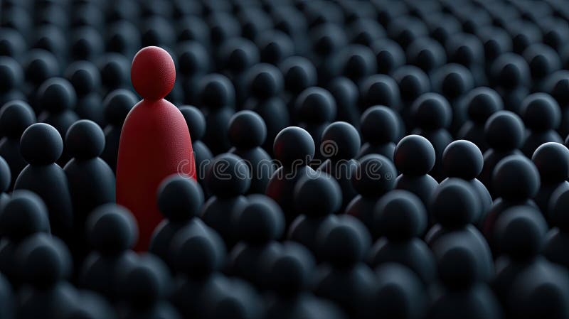 A Red Figure is Prominently Positioned among Numerous Black Figures ...