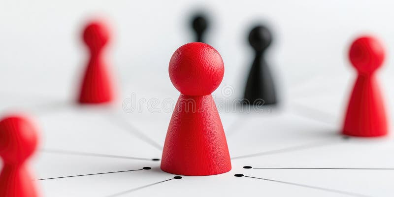 A Red Figure Stands Out among Black Figures, Symbolizing Leadership and ...