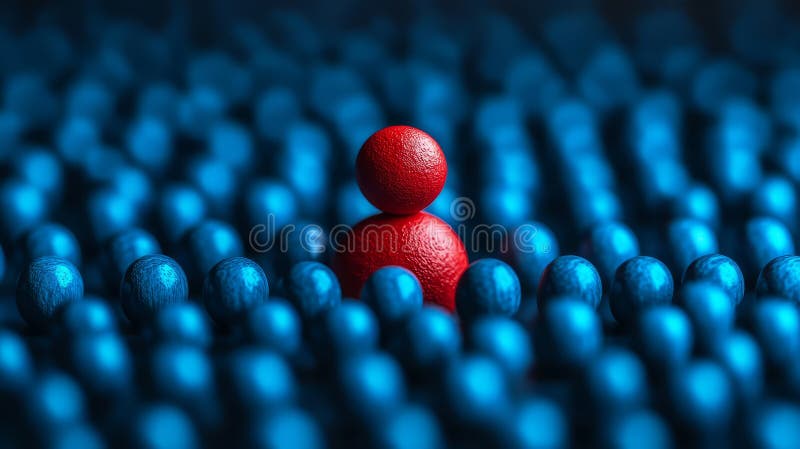 A Red Figure Stands Out among Blue Figures, Symbolizing Individuality ...