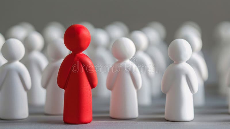 A Red Figure Stands Out among White Figures. Stock Illustration ...