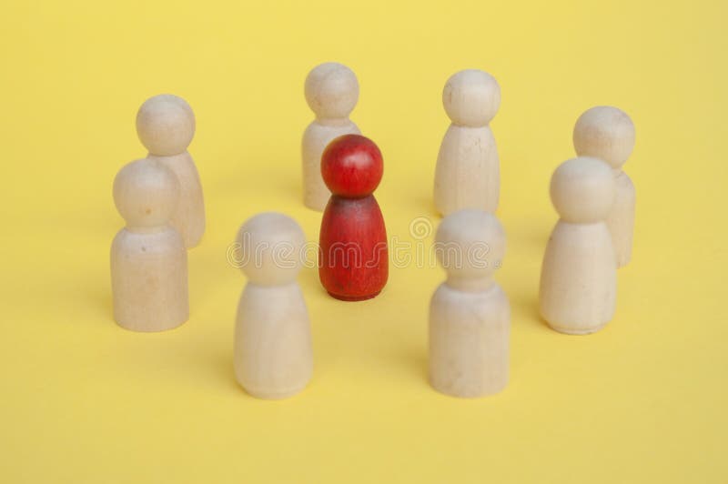 Red Figure Surrounded by Other Figure. Leaderships or Harassment ...