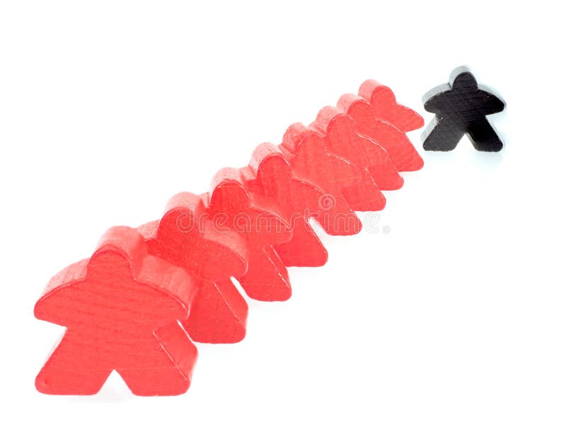 Red Figures Form a Row in Front of Black Figure Stock Image - Image of ...