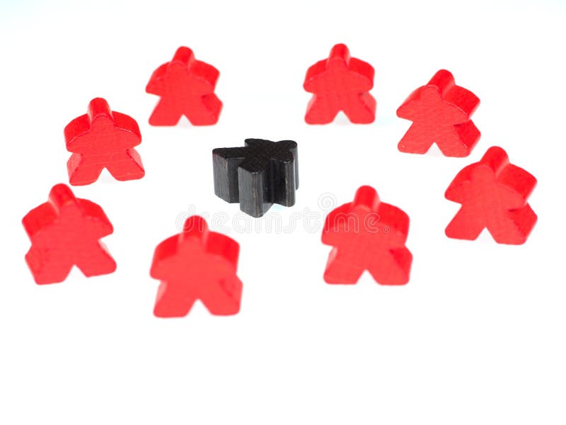 Red Figures Surround a Black Figure Stock Image - Image of ...