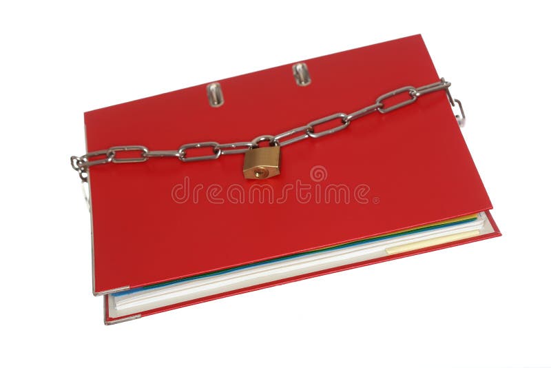 Red file folder with chain stock photo. Image of encryption - 49229774