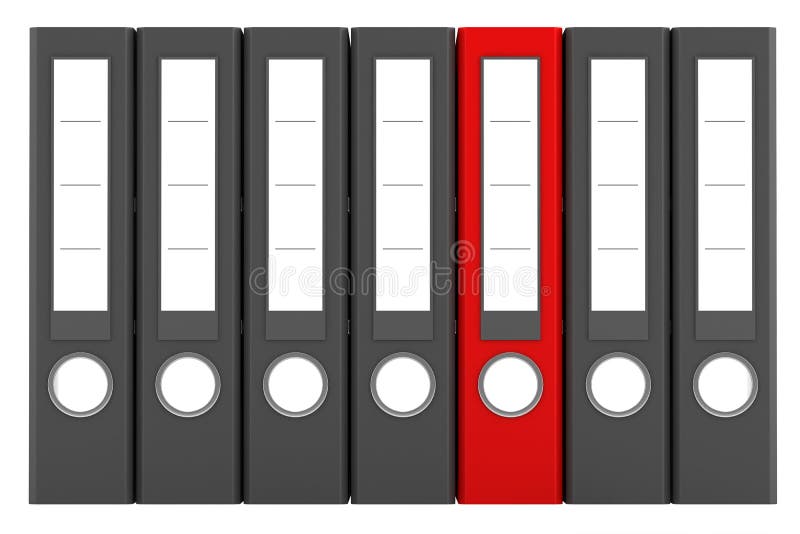 Red File Folder among Similar Gray Folders Stock Illustration ...