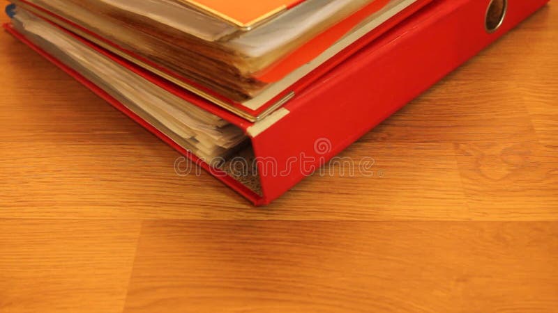 Red File Folders, Ring Binders on Office Table, Full HD Stock Video ...