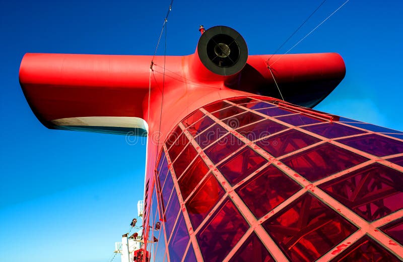 Red fin on cruise ship stock photo. Image of luxury, concept - 83154112