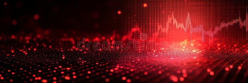 Red Financial Chart with Uptrend Line Graph on Black Background., Stock ...