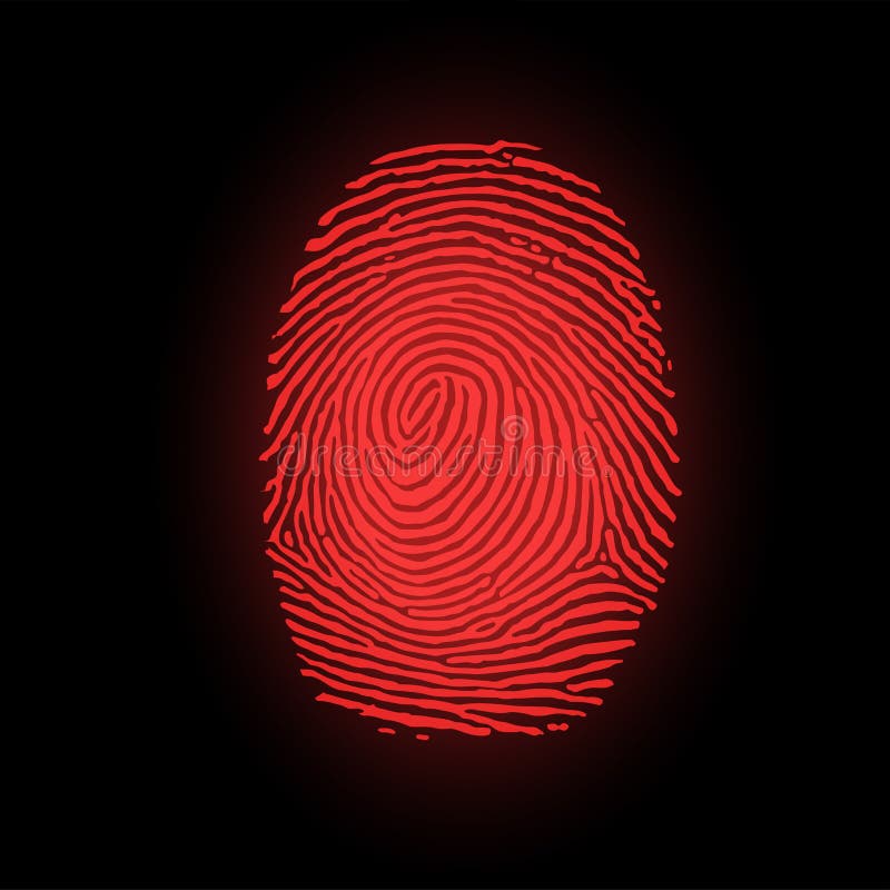 Red Fingerprint on Black Background, Vector Illustration Stock Vector ...