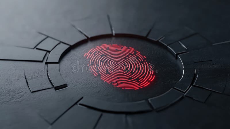 Red Fingerprint Design on a Textured Black Background Stock ...