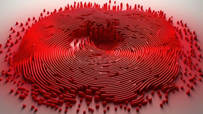 Red Fingerprint Pattern stock illustration. Illustration of protection ...