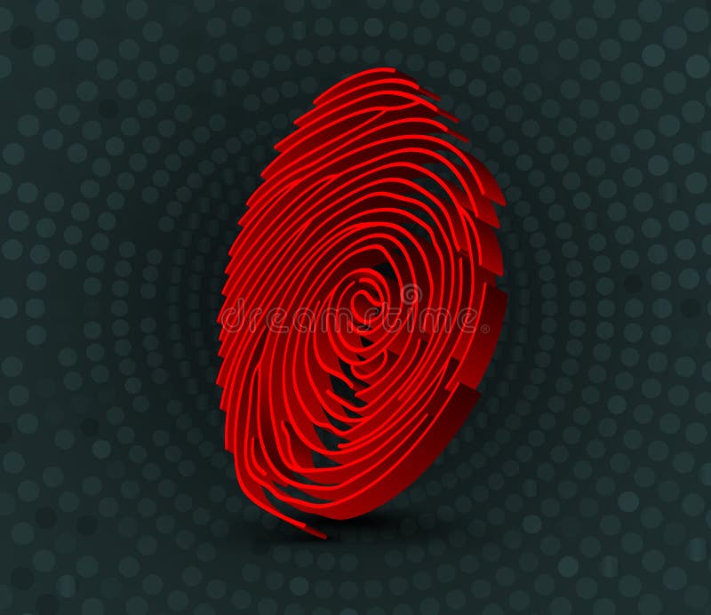 Red Fingerprint Scanner. 3D Illustration Stock Vector - Illustration of ...