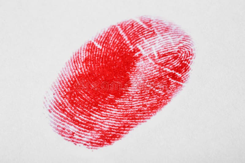 Red Fingerprint on White. Friction Ridge Pattern Stock Image - Image of ...