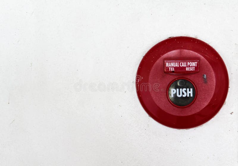 A Red Fire Alarm Call Point on Wall Stock Image - Image of finger ...