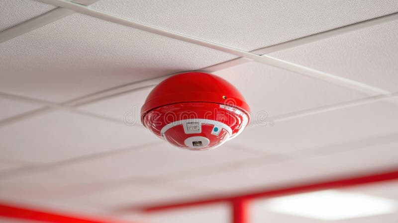 A Red Fire Alarm on a Ceiling in an Office Building, AI Stock Photo ...