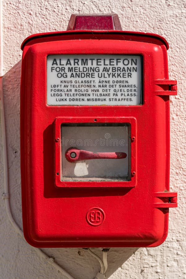 Red Fire Alarm and Emergency Phone in Norway Editorial Photo - Image of ...